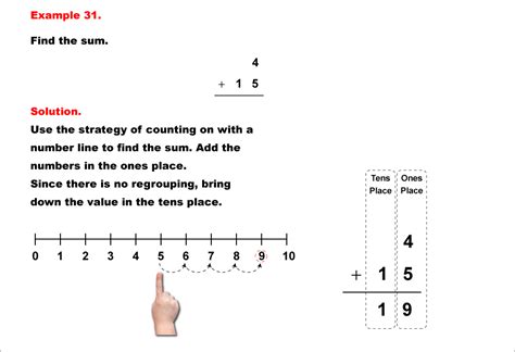 math example arithmetic two digit sums to 20 no regrouping example