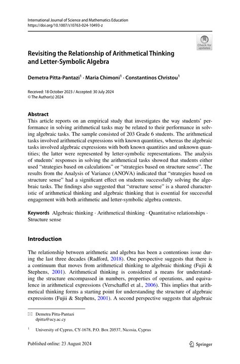 Pdf Revisiting The Relationship Of Arithmetical Thinking And Letter