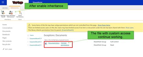 Sharepoint Disable Inheritance At Document Library When Custom Manage