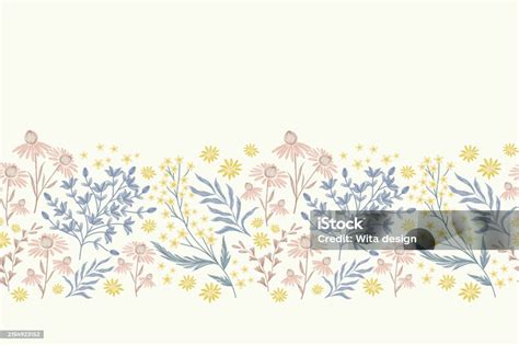 핑크 꽃 패턴 완벽 한 배경 테두리 프레임입니다 벡터 일러스트 레이 션 손으로 그린 Coneflower 꽃 와 가지 나뭇잎 와