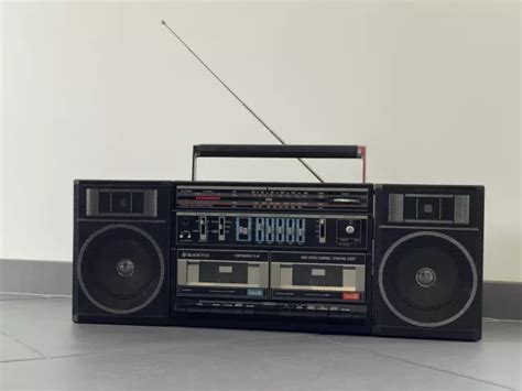 Sanyo C35 Lecteur Stéréo Radio Double Cassette Boombox Fonctionne Rare