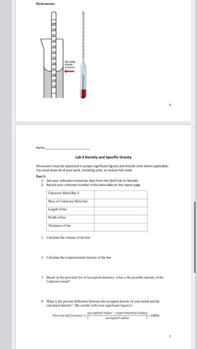 Solved Lab Density And Specific Gravity Objectives To Chegg
