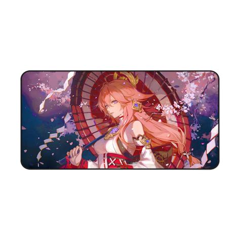 Yae Miko Mouse Pad Genshin Impact Mat Gaming Mousemat Acsessories Gift For Gamers Desk
