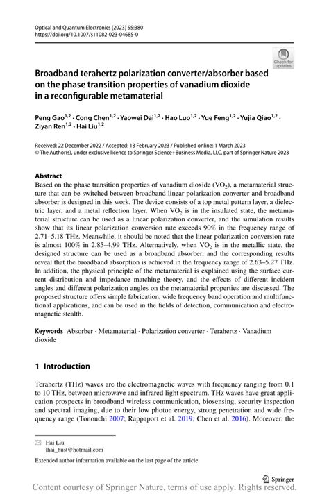 Broadband Terahertz Polarization Converterabsorber Based On The Phase