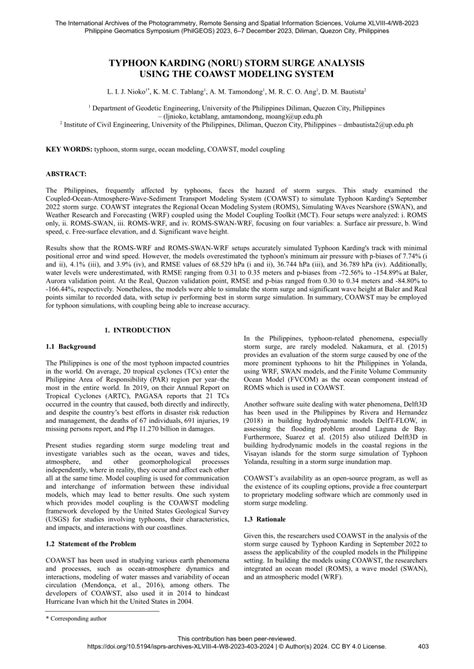 Pdf Typhoon Karding Noru Storm Surge Analysis Using The Coawst
