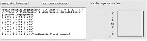 Math Mode Matrix With Only A I1 Neq 0 In First Column Tex