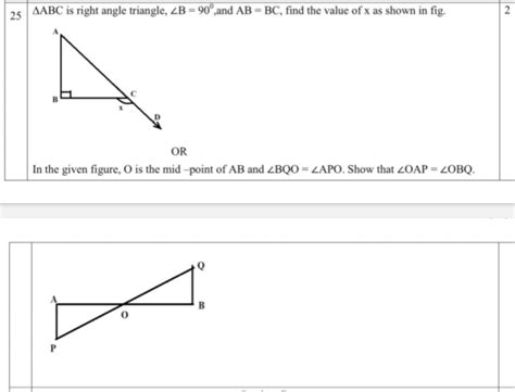 25 Abc Is Right Angle Triangle ∠b 90∘ And Ab Bc Find The Value Of X As