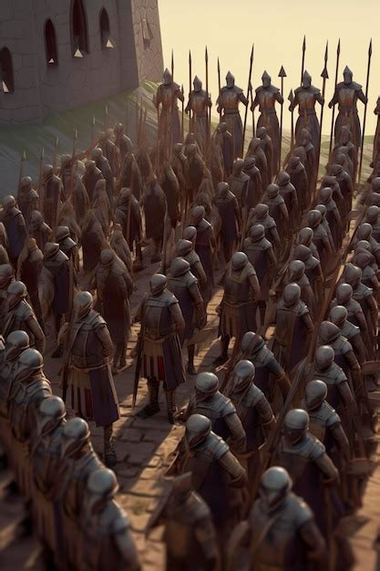 Premium Photo Generate A 2d Image Of A Medieval Army In Formation