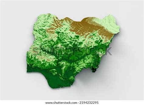 Nigeria Topographic Map 3d Realistic Map Stock Illustration