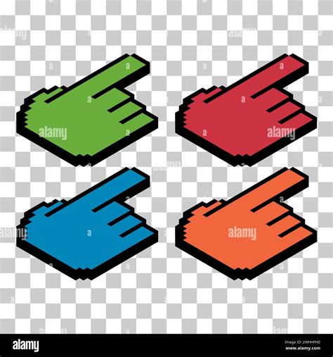 set of finger ixometric pixel web cursor click mouse symbol computer