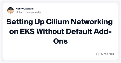 Emeka Henry Uzowulu On Linkedin Setting Up Cilium Networking On Eks Without Default Add Ons