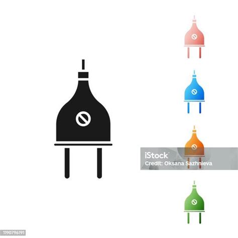 흰색 배경에 격리 된 검은 색 전기 플러그 아이콘입니다 연결 및 전기의 분리의 개념 다채로운 아이콘을 설정합니다 벡터 일러스트레이션 개념에 대한 스톡 벡터 아트 및 기타