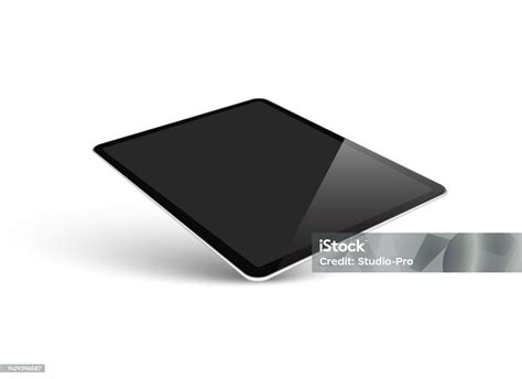 빈 화면과 Ipad Pro Air와 비슷한 사실적인 그림자가있는 원근감보기 태블릿 모형 템플릿 형판에 대한 스톡 벡터 아트 및 기타 이미지 Istock