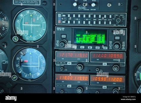 Close Up Of A Cessna Aircraft Cockpit Controls During A Flight Over