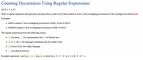 Solved Counting Occurrences Using Regular Expressions Let