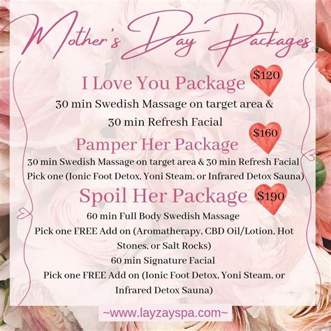 Mothers Day Spa Package With Complimentary Drinks And Snacks