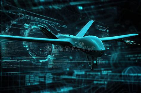 Futuristic Drone With Advanced Digital Targeting Interface For Surveillance And Aerial