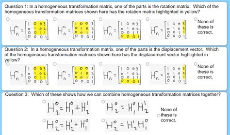 solved question 1 in a homogeneous transformation matrix