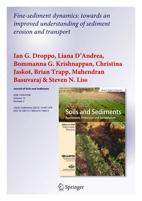 Pdf Fine Sediment Dynamics Towards An Improved Understanding Of Sediment Erosion And Transport