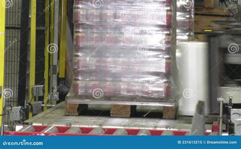 Automatic Wrapper Cuts Off End Stretch Film Stock Video Video Of