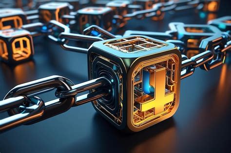 premium photo digital chain blockchain technology concept 3d illustration