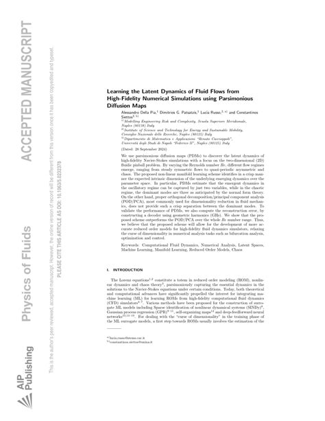 Pdf Learning The Latent Dynamics Of Fluid Flows From High Fidelity Numerical Simulations Using