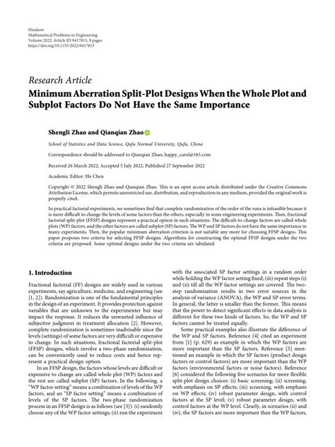 pdf minimum aberration split plot designs when the whole plot and subplot factors do not have