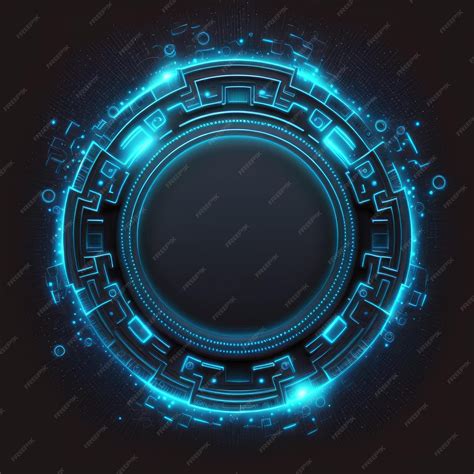 Premium Photo Abstract Of Glowing Futuristic Circle Frame Illuminated With Neon Blue Light
