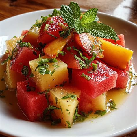 Refreshing Juicy Watermelon Peach Salad My Food Plans