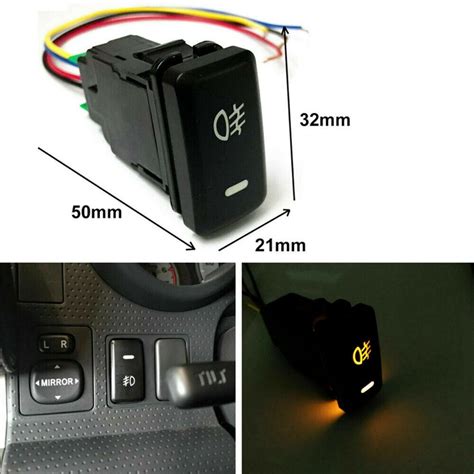 4 Pole 12V Push Button Switch With LED Background Indicator Lights For Fog Lights DRL LED Light