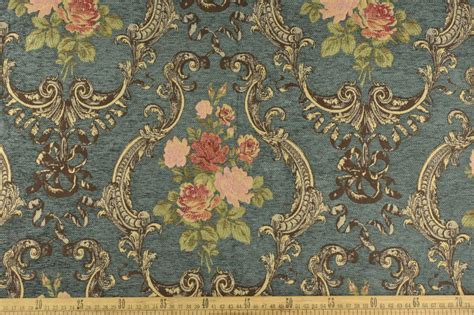 Mid Century Modern Elegant Damask Large Floral Chenille Jacquard