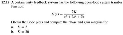 Solved 1212 A Certain Unity Feedback System Has The Following Open