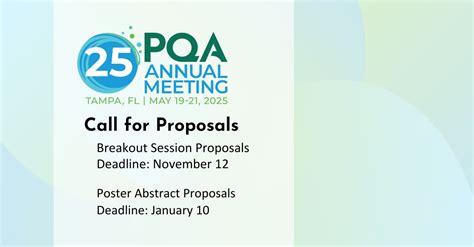 2025 Pqa Annual Meeting Request For Breakout Session And Poster