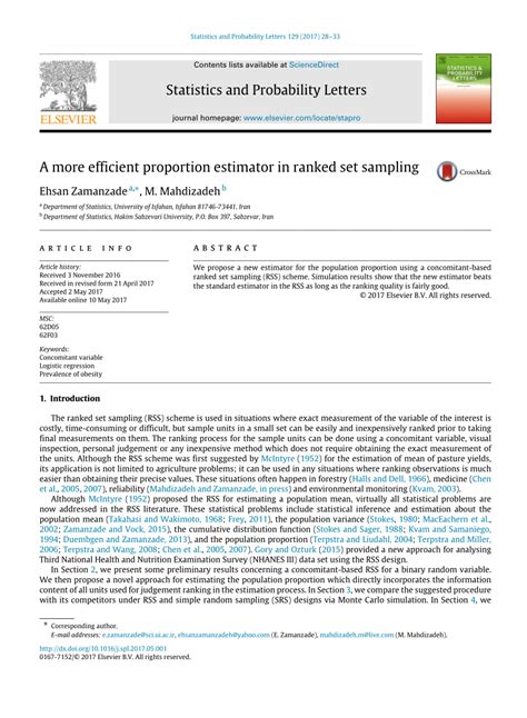 Pdf A More Efficient Proportion Estimator In Ranked Set Sampling