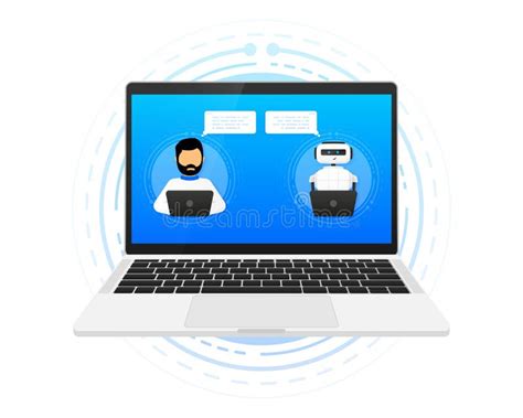 Concepto De Soporte De Chatbot Comunicación Humana Con Chatbot En El Ordenador Mensajería En