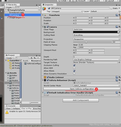 Unity3d配置开发vuforia应用流程unity2019 Player Setting Vuforia Augmented