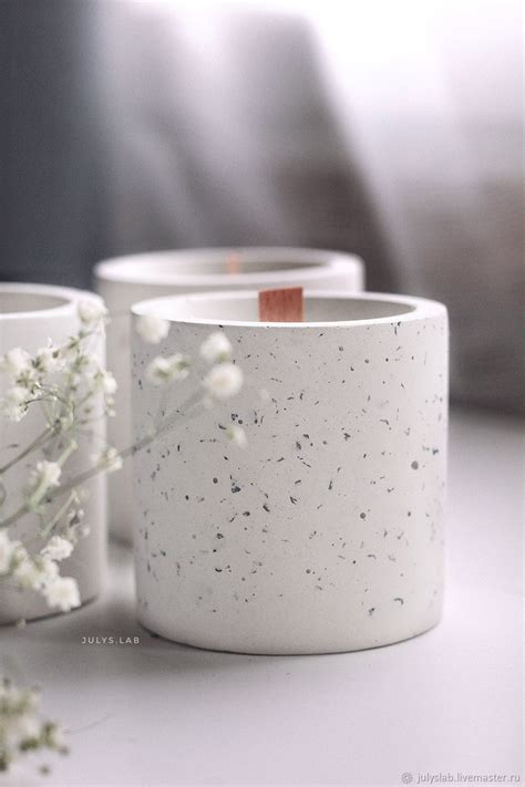 Соевая свеча в бетоне Терраццо Орео с древесным фителем купить в интернет магазине Ярмарка