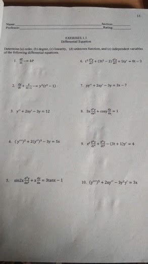 Solved Exerises 1 1 Determine El Order Degree Linearity