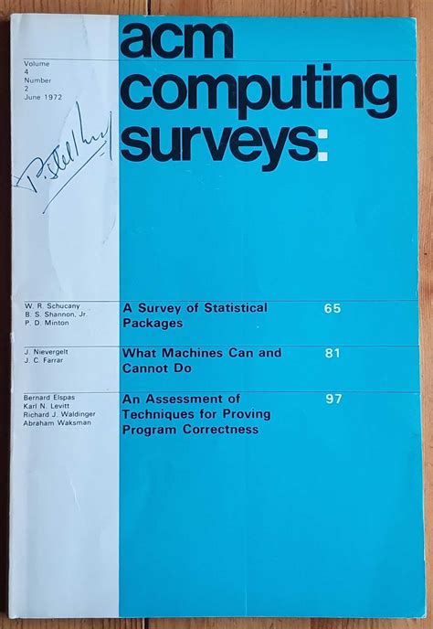Acm Computing Surveys Vol 4 Number 2 June 1972 1972 1st Edition