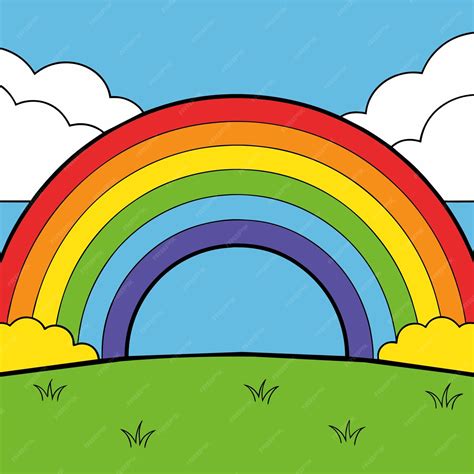 A Cartoon Drawing Of A Rainbow With A Rainbow In The Background