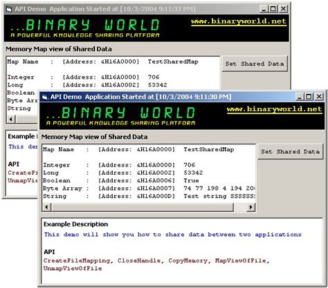 binaryworld sharing data between processes using memory mapped files