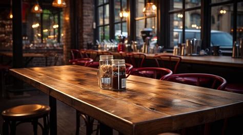premium ai image rest aurant wood table high definition photography