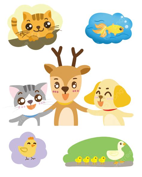 Cartoon Difference Hand Drawn Animal Elements Cat Dog Deer Chicken Duck