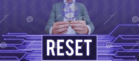 Text Sign Showing Reset Conceptual Photo Cause Device Return To Its Factory Mode Set Again Zero