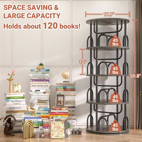 4 Tier Rotating Bookshelf Tower 360 Display Spinning