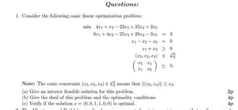 solved questions 1 consider the following conic linear