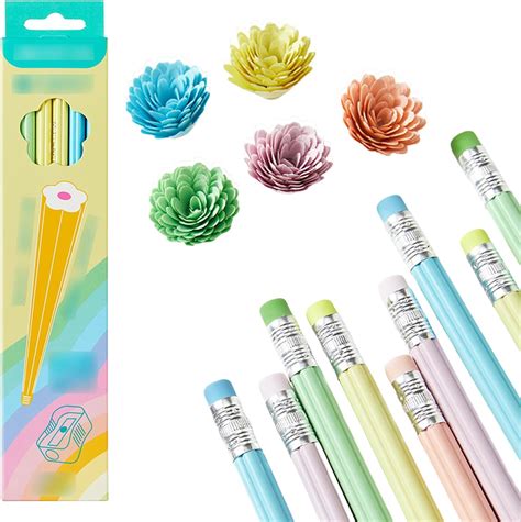 Amazon nalaina 鉛筆12本セットHBえんぴつ 花形 可愛い鉛筆 面白い かわいい鉛筆 小学生鉛筆 ペーパーペンシル