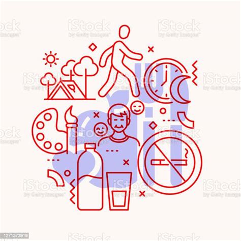 건강한 라이프 스타일 관련 현대 라인 스타일 벡터 일러스트 0명에 대한 스톡 벡터 아트 및 기타 이미지 0명 건강한 생활방식 건강한 식생활 Istock