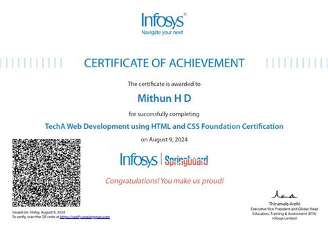 Mithun H D On Linkedin Webdevelopment Html Css Infosysspringboard Continuouslearning