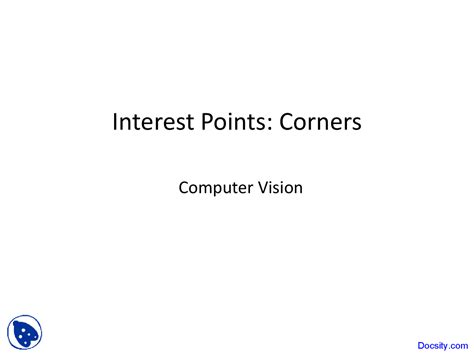 Corners Introduction To Computer Version Lecture Sli Docsity